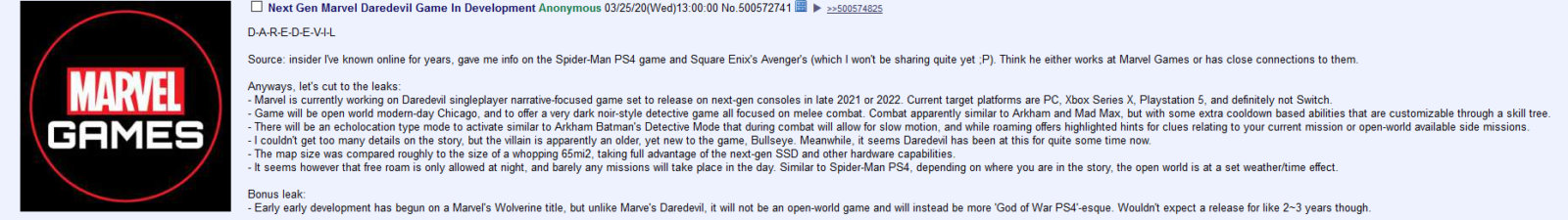 Rumor: Marvel's Daredevil Game In Development For PlayStation 5, Xbox ...