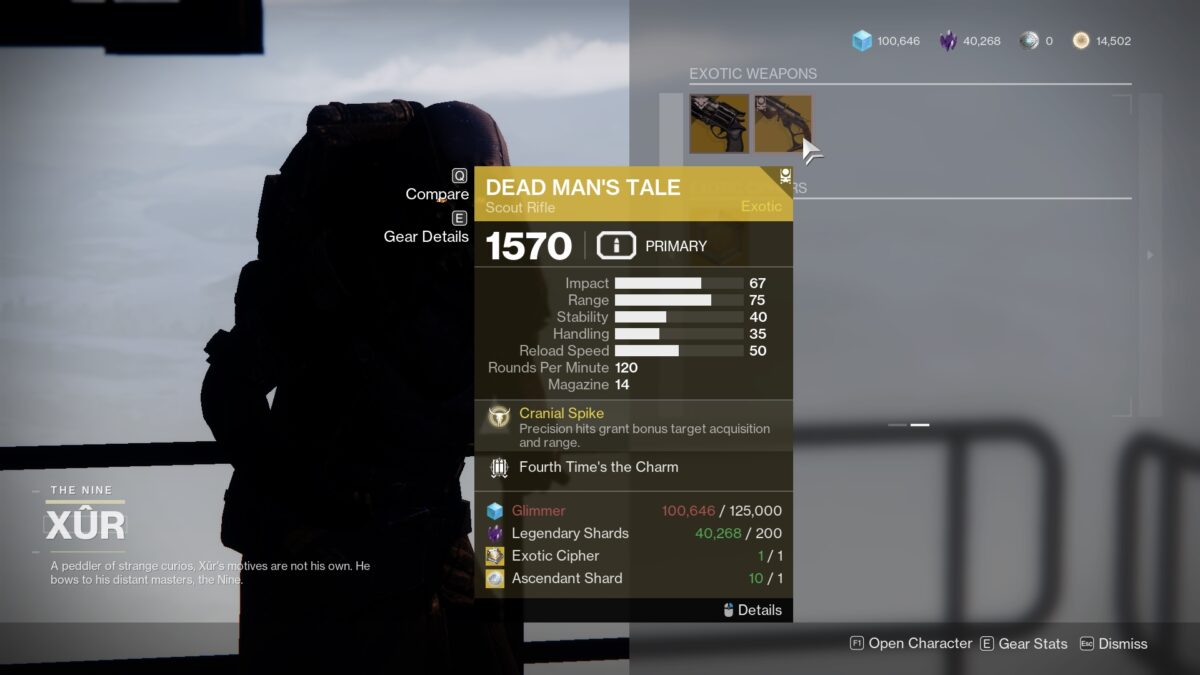 Destiny 2 Xur Location This Week: Weapons, Armor (October 7 - 11)