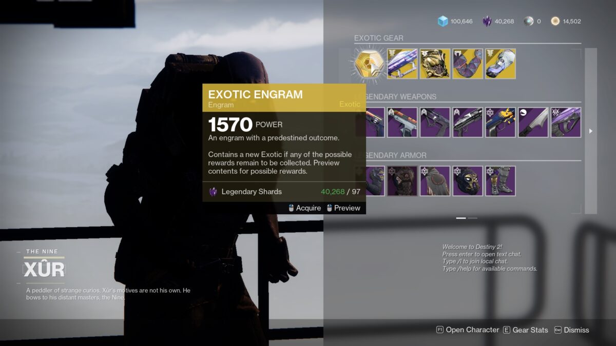 Destiny 2 Xur Location This Week: Weapons, Armor (October 7 - 11)