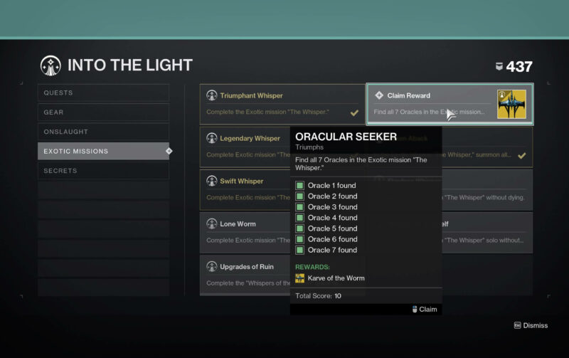 Destiny 2 The Whisper Exotic Mission: All Oracle Locations Guide